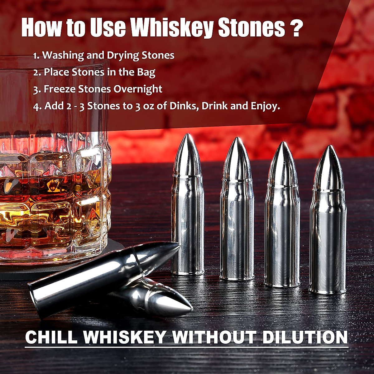Whiskey Gifts for Men Dad, Best Birthday Gift Ideas for Men from Daughter Son, Stainless Steel Whiskey Stones & Glasses Set, Bourbon Gifts for Men Him Dad Christmas Retirement