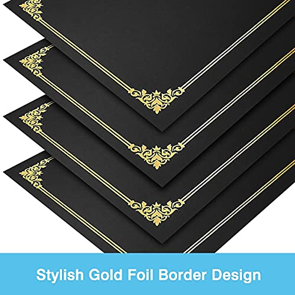 30 Black Certificate Holders | 8.5x11 Diploma Covers Gold Foil