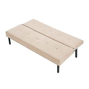 Panana Modern Convertible Futon Sofa Bed for Compact Small Space Living Room Apartment (Cream)