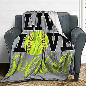 Premium Softball Blanket Cool Ball Sports Theme Green Softball Grey Flannel Blanket,Ultra Soft Sofa Bed Blanket,Keep Warm Travel Throw Blankets Luxury Novelty Gift Blanket Unisex,40"x50"