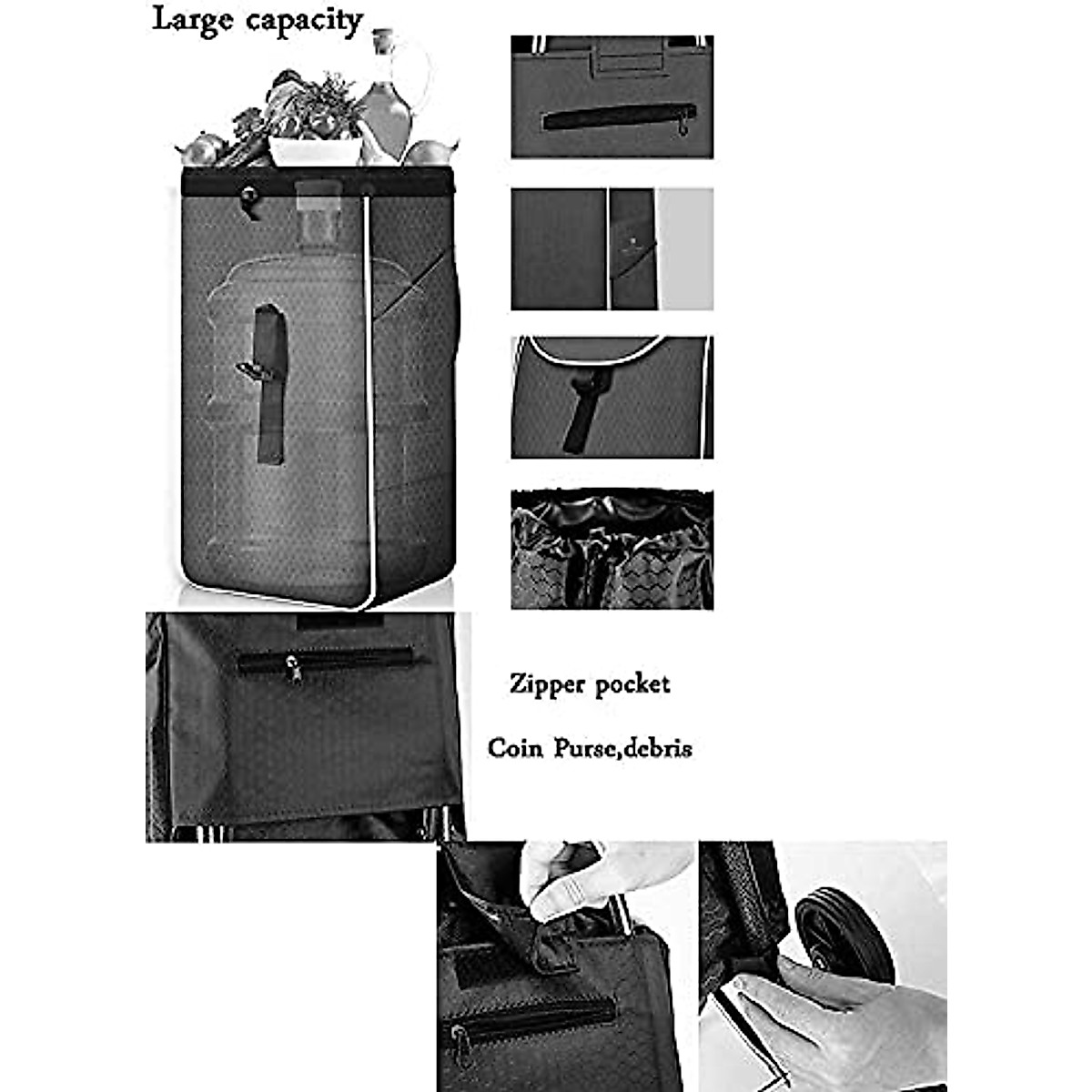 Shopping Trolley on Wheels Multi Function Shopping Cart,Portable Cart Collapsible Trolley Luggage Cart Cart Arc Design Appearance Atmosphere Storage Hand Trucks,