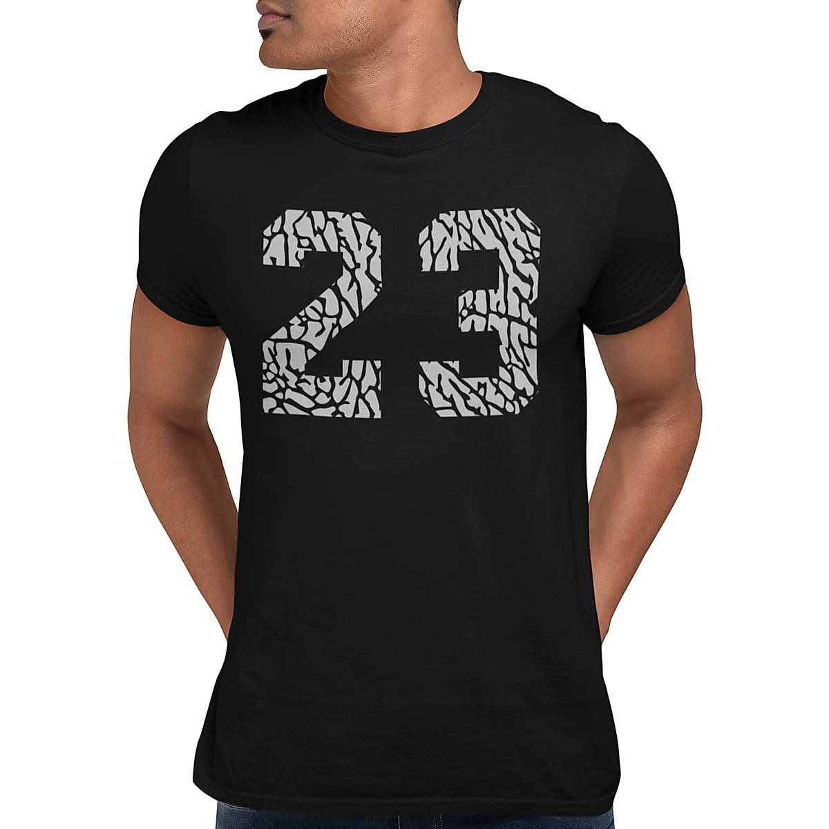 Shirt to Match Retro Jordan 23 Elephant Print Men's Graphic T Shirt, 23 Elephant Print Graphic Tee to Match Jordans Black