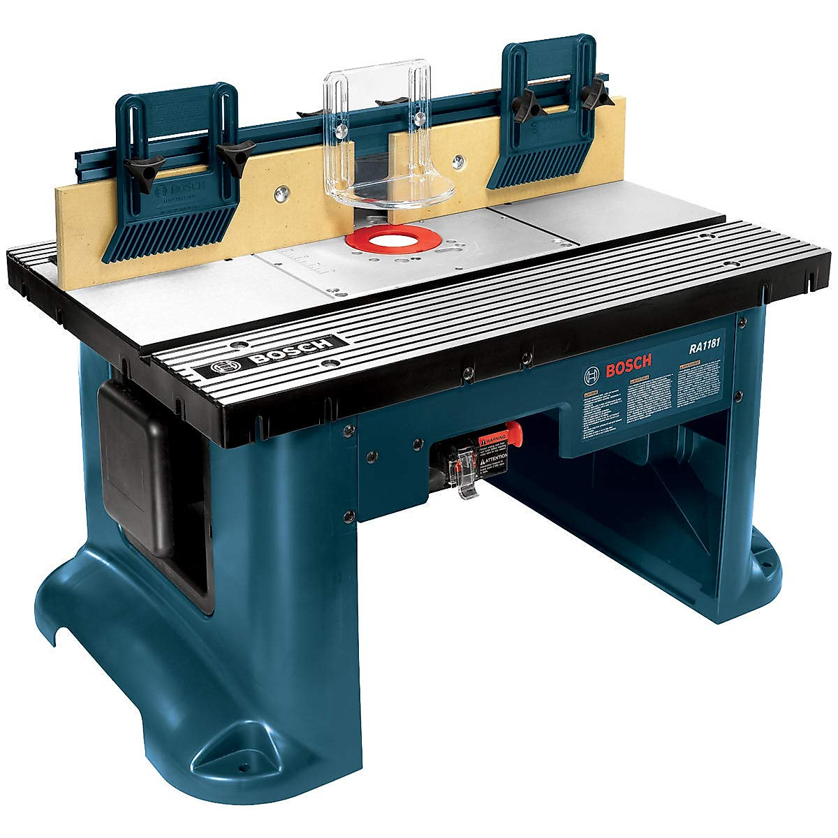 BOSCH RA1181 Benchtop Router Table 27 in. x 18 in. Aluminum Top with 2-1/2 in. Vacuum Hose Port