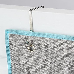 mDesign Fabric Hanging Organizers for Over the Door Storage In Bedroom/Hallway Closets, 3 Pocket Organizer Caddy with Hooks for Linens, Clothing, Accessories, Lido Collection, 2 Pack, Gray/Teal Blue