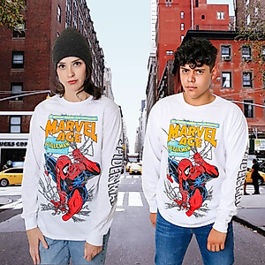 Marvel Spider-Man Age Long Sleeve Mens Adult T-Shirt(MD, White)