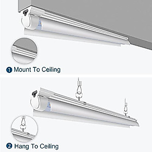 Barrina LED Shop Light, 4FT 40W 5000LM 5000K with Reflectors, V Shape LED Shop Lights, Daylight White LED for Garage Lights, Clear Cover LED Ceiling Light, T8 Integrated Light Fixture