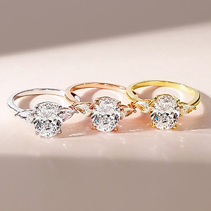 EAMTI 3CT 925 Sterling Silver Engagement Rings 3-Stone Oval Cut Cubic Zirconia CZ Wedding Promise Rings for Her Wedding Bands for Women Size 6