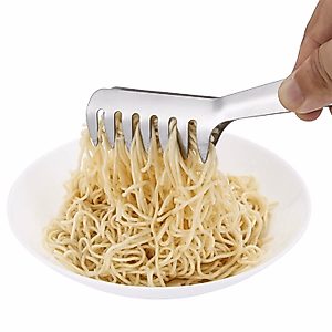 MSY BIGSUNNY Kitchen Pasta Tongs, 8" Stainless Steel Spaghetti Tongs