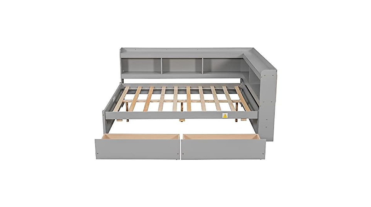 JIVOIT Full Size Captain Platform Bed with Storage