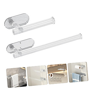 BUGUUYO 2pcs Nail Towel Rack Kitchen Towel Bar Towel Rack for Bathroom Hand Towel Bar Bathroom Towel Holder Bath Towel Hanger Kitchen Hand Towel Holder Towel Ring Acrylic Transparent
