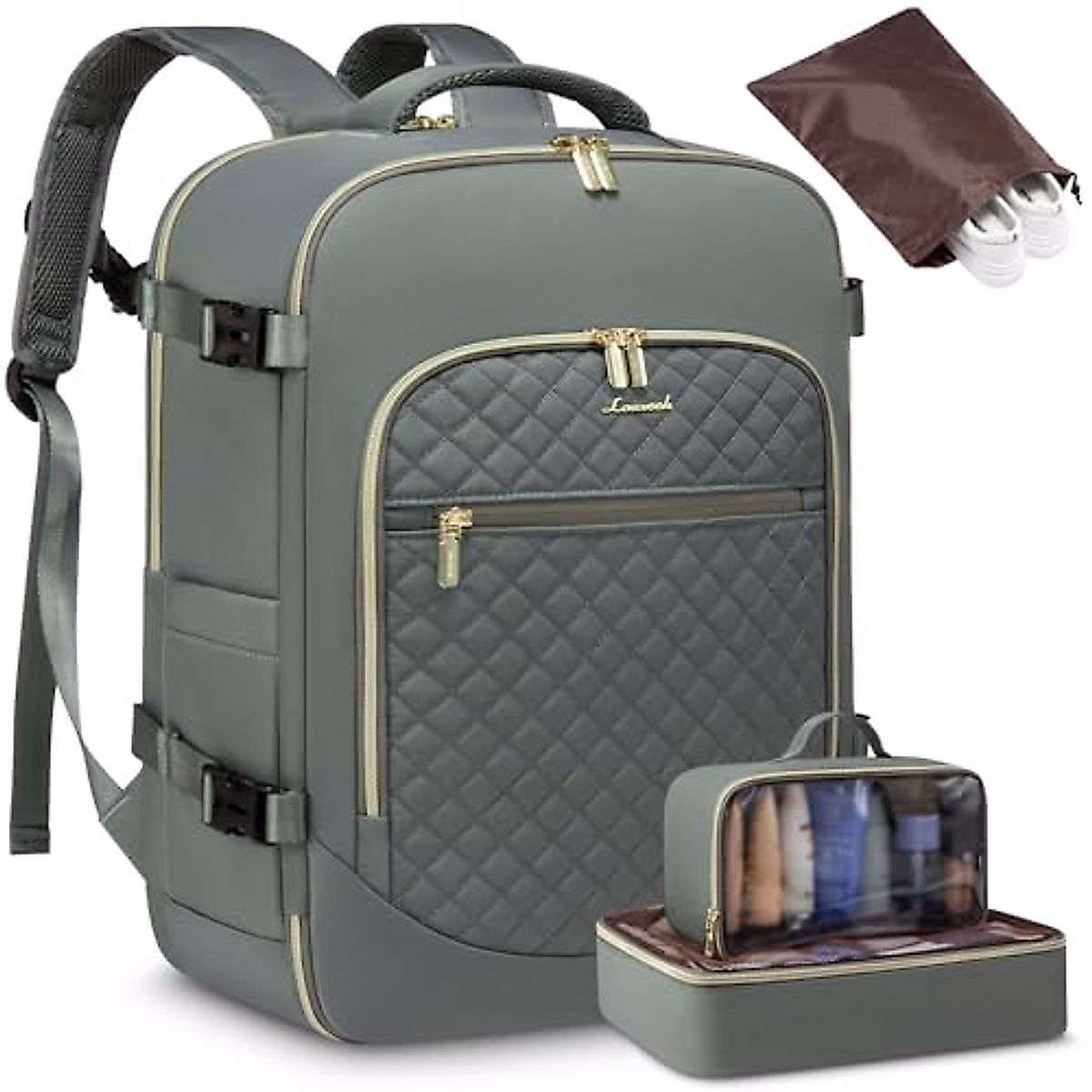 LOVEVOOK Travel Backpack for Women, Carry on Backpack Personal Item Travel Bag, 40L Travel Backpack Carry on Flight Approved, 17 Inch Waterproof Laptop Daypack for Weekender Gym Hiking