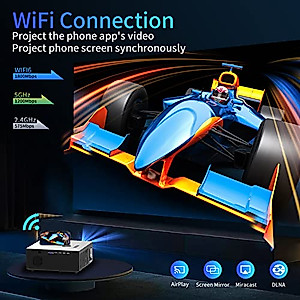 4K Projector,5G WIFI Bluetooth Projector Max500"Display,900ANSI Native1080P Projector,Outdoor Projector Support 50%Zoom.4P/4D & ±50°Keystone,PPT.Dolby.Movie Projector Compatible iOS/Android/Win/TV/PS5