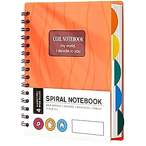 Yoment Spiral Notebook 6'' x 8'' Wide Ruled 5 Subject Notebooks with Dividers Tabs for Work Wide Ruled 240 Pages Lined Journal Multi Subject Notebook for Note Taking, Back to School, Gifts, Orange
