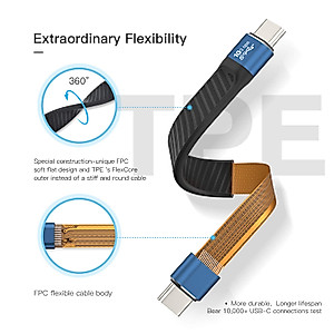Aprilery Short USB C to USB C Cable, 0.45ft USB 3.2 Gen 2 10Gbps 100W 5A Type C Charging Cable Fast Charge, for MacBook, iPad Pro, Surface, Chromebook, External SSD, Power Bank, Samsung S21 etc