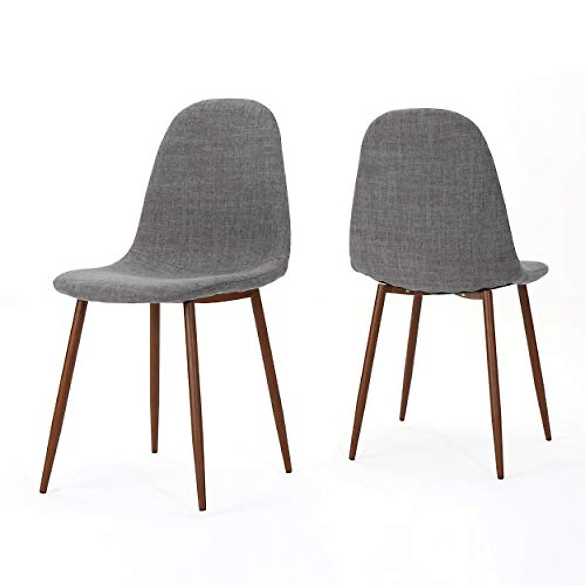 Christopher Knight Home 301730 Raina Mid-Century Modern Fabric Dining Chairs, 2-Pcs Set, Light Grey/Dark Brown & Zeila Mid-Century Modern Fabric Dining Chair, 2-Pcs Set, Light Grey/Dark Brown
