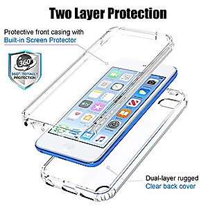 BESINPO iPod Touch 7th Generation Case, iPod Touch 6th/5th Generation Case, Full-Body Built-in Screen Protector Rugged Protection Shockproof Clear iPod Touch Case Cover for iPod Touch 7/6/5