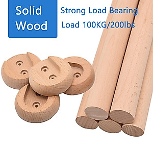 Wood Closet Rod for Hanging Clothes, Heavy Duty Hanging Wardrobe Pole with Bracket Kits, Removable Window Curtain Hanger Rod, Load 100KG (Size : 140cm/55 in)