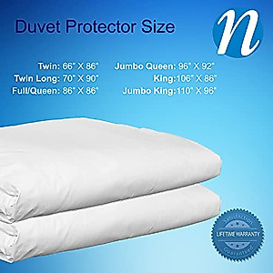 National Allergy Premium 100% Cotton Duvet Comforter Protector - Full/Queen Size - 86" x 86" - White - Breathable 300 Thread Count Hypoallergenic Cover - Zippered Encasement - Bedding Linen