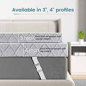 Sleepmax Firm Mattress Topper RV Queen 3 Inch - Firm to Extra Firm Memory Foam Bed Topper - Short Queen 75inx 60in - High Density Foam Mattress Pad with Skin-Friendly Cover