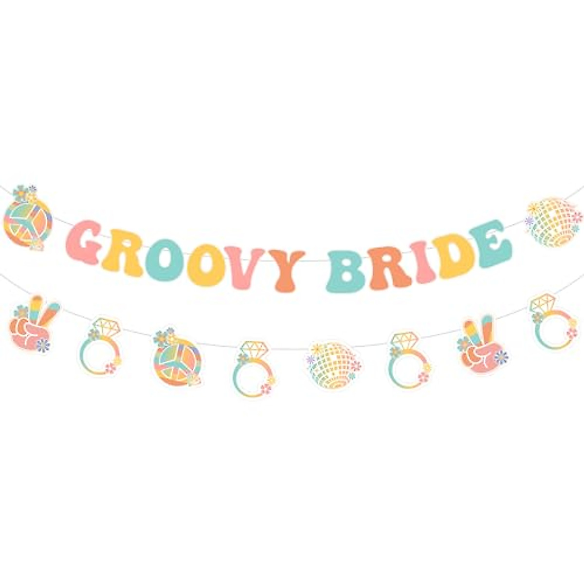 Sursurprise Groovy Bachelorette Party Decorations, Groovy Bride Banner, Retro Boho Hippie Banner for Groovy Bridal Shower Engagement Wedding Party Supplies