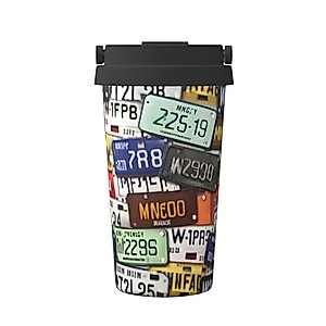 WANGZHAO License Plate Print Double Wall Stainless Steel Vacuum Insulated Tumbler Cup Home Thermal Cup