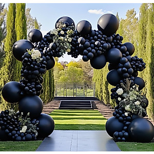 Black Balloons-Double Stuffed Black Balloons Different Sizes Latex Premium Black Balloon Garland Matte Black balloon Arch Kit for Birthday Graduation Wedding Baby Shower Party decorations