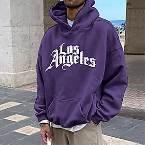 Mens Letter Graphic Hoodies Drawstring Pocket Pullover Sweatshirt Mens Hoodies Pullover Black