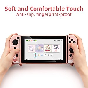 GeekShare Protective Case for Switch, Soft TPU Slim Case Cover Compatible with Nintendo Switch Console and Joy-Con (Strawberry Bunny)