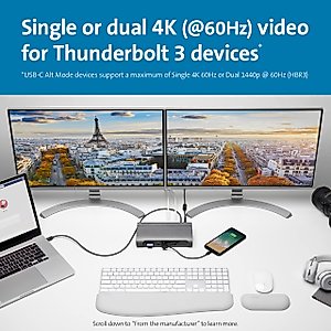 Kensington SD5600T 14-in-1 Thunderbolt 3 Dock USB-C - Compatible with Thunderbolt 4, Mac and Windows, 96W Charging, Dual 4K@60Hz, 40Gbps Transfer Speeds, HDMI 2.0 and DisplayPort, Ethernet (K34009US)