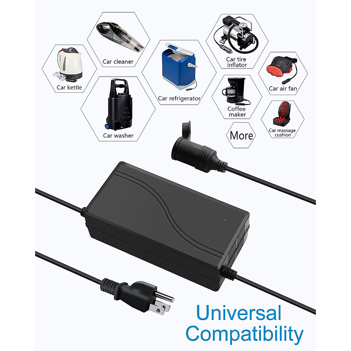 ALITOVE AC to DC Converter 110V to 12V Converter 20.8A 250W with Car Cigarette Lighter Socket 100V~240V AC to DC 12 Volt 20A 18A 15A Power Supply Adapter for Car Refrigerator Tire Inflator Cleaner