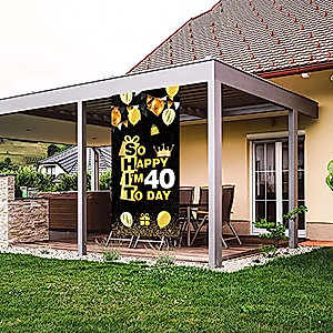 So Happy IM Forty Today Happy 40th Birthday Banner Confetti Cheers to 40 Years Old Bday Theme Decor Decorations for Him Her Men Women Funny 40th Birthday Party Supplies Black and Gold