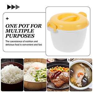 Hemoton Microwave Rice Maker Microwave Rice Cooker Rice Steamer: Round Microwave Food Container Microwaveable Rice Pasta Cooker Includes Spoons Microwave Rice Steamer for Rice Chicken Pasta Rice