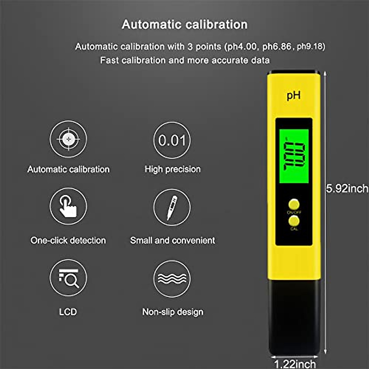 auons PH Meter Digital PH Tester for Water Hydroponics 0.01 High Accuracy Water Quality Tester Pen 0-14 PH Measurement Range for Household Drinking, Pool, Aquarium, Spa