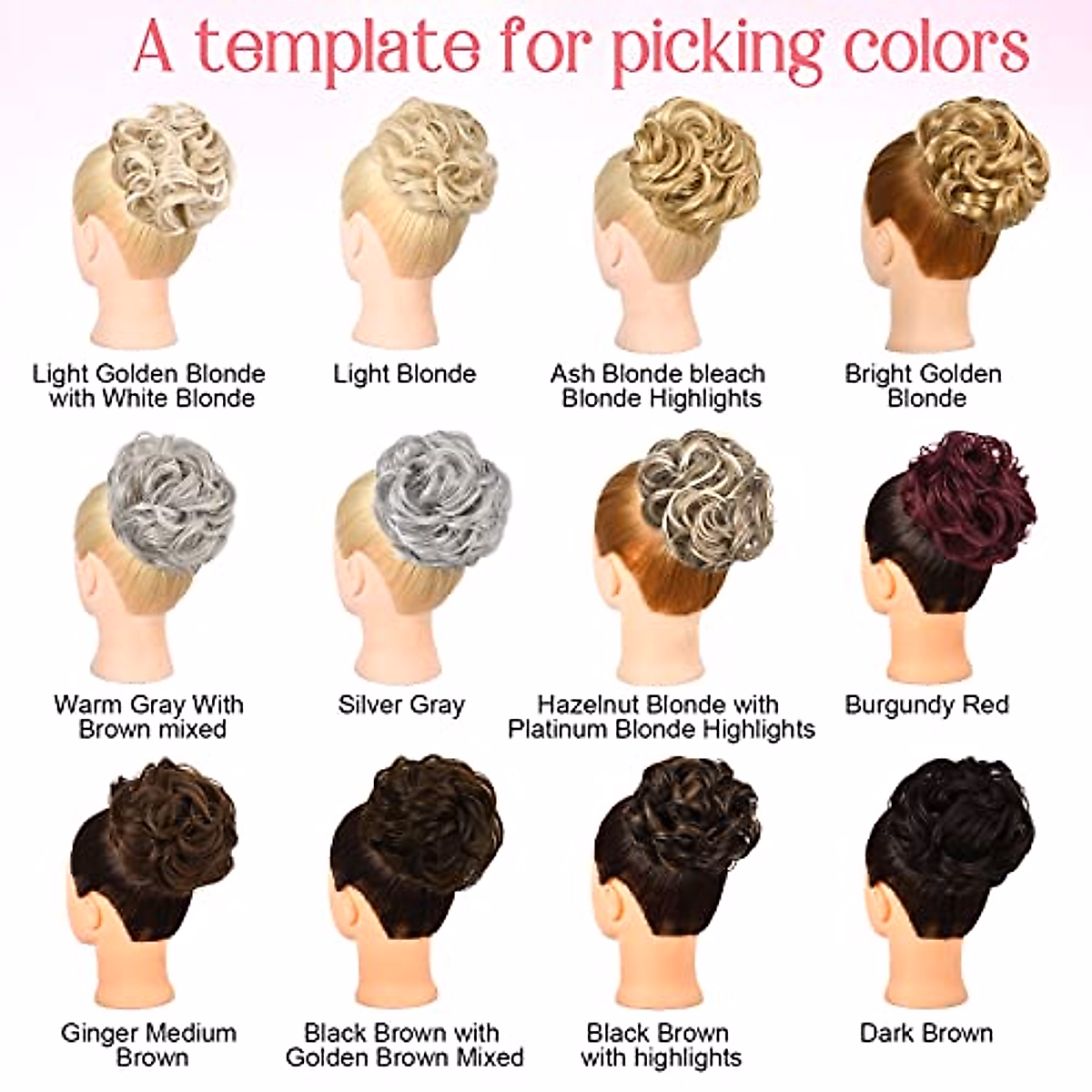 HOOJIH Messy Bun Hair Piece, 2PCS Tousled Updo Hair Extensions Hair Bun HCB001 Daisy Curly Wavy Ponytail Hairpieces Hair Scrunchies with Elastic Rubber Band for Women Girls - Silver Gray