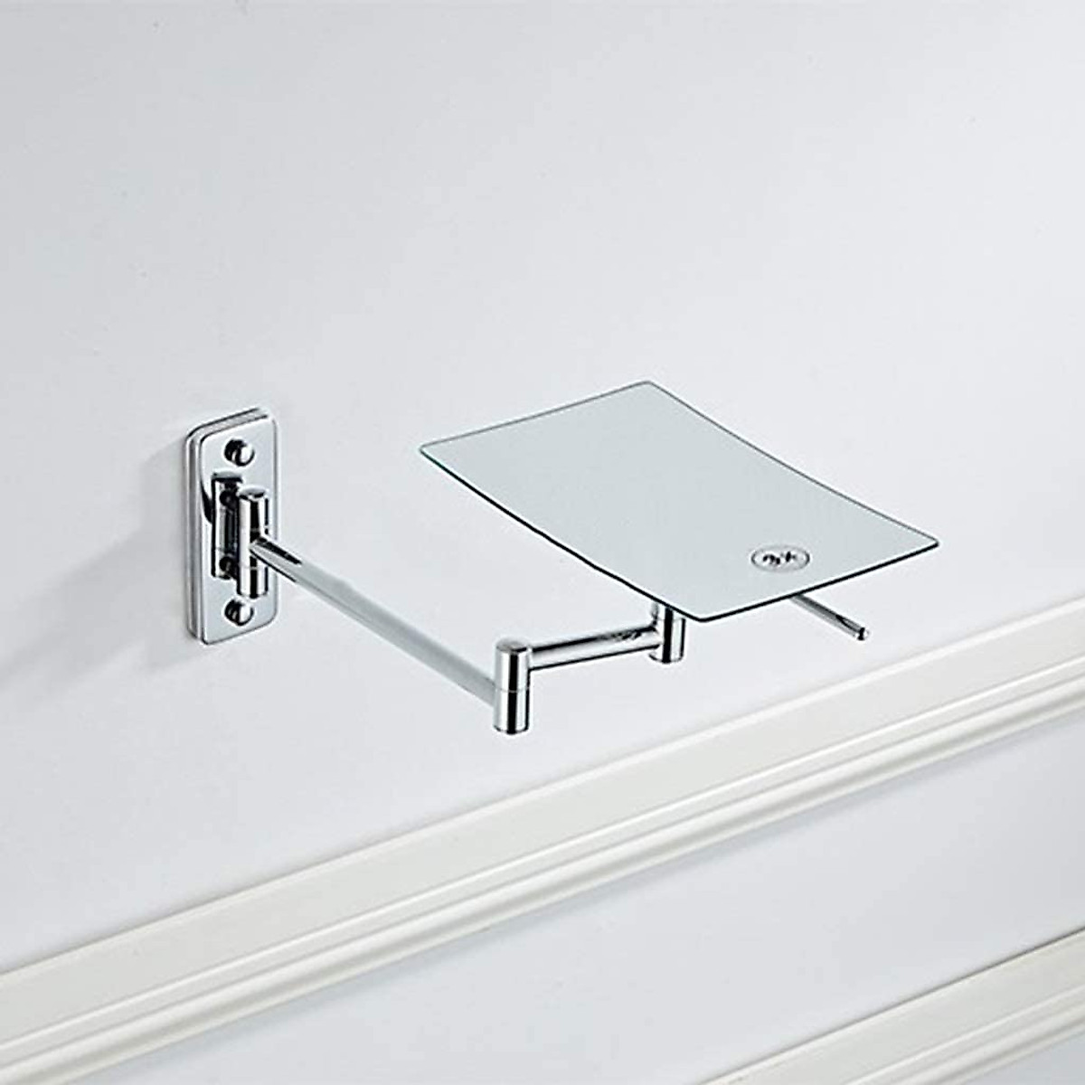 Bathroom Folding Makeup Mirror ,Hotel Bathroom Rotating Telescopic Mirror Wall Hanging Beauty Triple Zoom Single Side Makeup Mirror 8 Inch Free Punch-Square Bottom