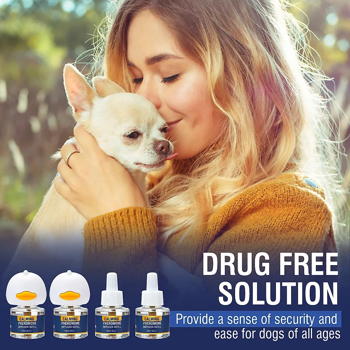 Dog Calming Pheromones Diffuser 6 in 1 Kit Appeasing Pheromone Diffuser to Calm (2 Plug in+4 Pack 48ml Refill) for Anxiety Relief Reduce Aggression Fighting Barking Stress 120 Day Supply(Tasteless)