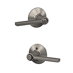 Schlage F40 LAT 619 Latitude Door Lever, Bed & Bath Privacy Lock, Satin Nickel
