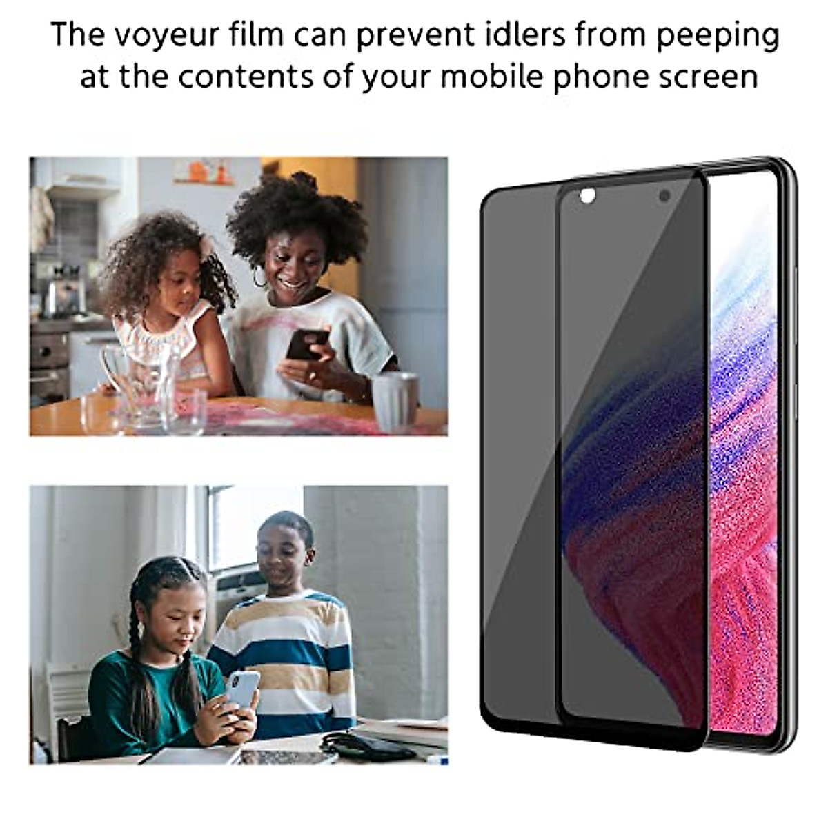 Lokyoo 2 Pack Privacy Screen Protector for Samsung Galaxy A53 5G/ A51 5G/ A52 4G/ A52 5G/ A52s[Anti-Spy Tempered Glass], Ultra HD, Anti-Scratch, Bubble-Free, Easy Install 9H Protective Glass Black