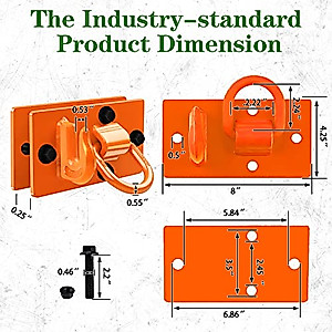 Tractor Bucket Hooks | Grade 70 Forged Steel Bolt On Grab Hook Tow Hook Mount| Heavy Duty Tractor Bucket Accessories | Perfect for Tractor Bucket, RV, UTV, Truck and More, Max 17000 lbs Orange, 2 Pack