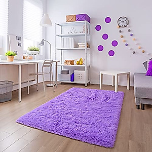 Noahas Fluffy Purple Rug for Living Room 8x10 Area Rugs,Thick Plush Shag Rug,Large Living Room Rugs,Big Fuzzy Carpet,Shaggy Rugs for Bedroom,Soft Comfy Kids Rugs Nursery Rug Living Room Decor