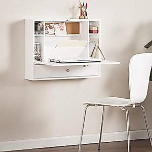SEI Furniture Willingham Wall Mount Folding Desk, White
