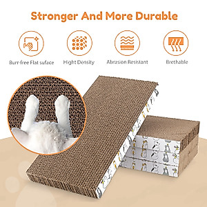 PatiencET 4 Pack Cat Scratch Pad with Box, Cardboard Cat Scratcher for Indoor Cats, Reversible Scratcher with Catnips Box Bed Desigh for Small Medium Cat Kitten, Scratching Board for Cats