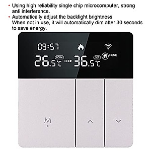 SALUTUY Intelligent Programming Control Thermostat, WiFi Intelligent Temperature Controller APP Voice Control Thermostat Remote Temperature Controller 95-230V(GA Water Heating)
