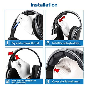 Geekria Earpad + Headband Compatible with Sennheiser HD580 HD600 Headphone Replacement Ear Pad + Headband Cover/Ear Cushion + Headband Pad Earpads Repair Parts Suit (Black)