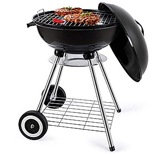 #1 Original Kettle Charcoal Grill Outdoor Portable BBQ Grill Backyard Cooking Stainless Steel for Standing & Grilling Steaks, Burgers, Backyard Pitmaster & Tailgating (18" Black Kettle Grill)