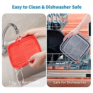 SYAWS Air Fryer Silicone Pot Square,[8.5inch 2Pack] Foldable Air Fryer Silicone Liners,Air Fryer Pad, Replacement of Flammable Parchment Liner Paper for 5 to 7 QT Air Fryer