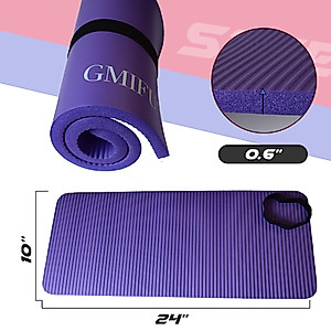 GMIFUN Small Yoga Knee Pad Cushion Extra Thick,Support for Knees, Head, Wrists and Elbows,Exercise Mini Mat with Strap and Carrier Bag Purple