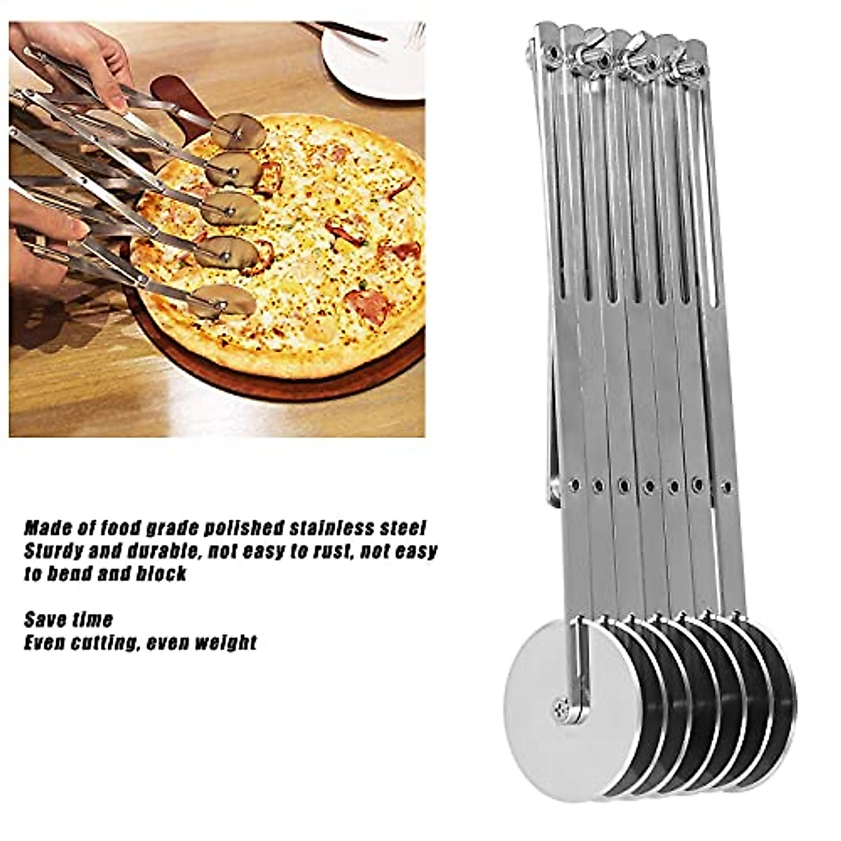 HOHXFYP Pastry Cutter, Versatile Multi Wheel Dough Roller Divider, Durable Stainless Steel Dough Roller Cutter for Cut Evenly Into Pastries, Dough, Pizzas, and Cakes(11.4in-Silver)