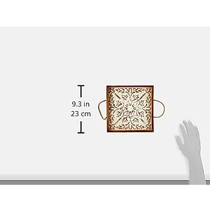 Elements - 5230317 Whitewash Embossed Wood Tray, 14-Inch, Assorted