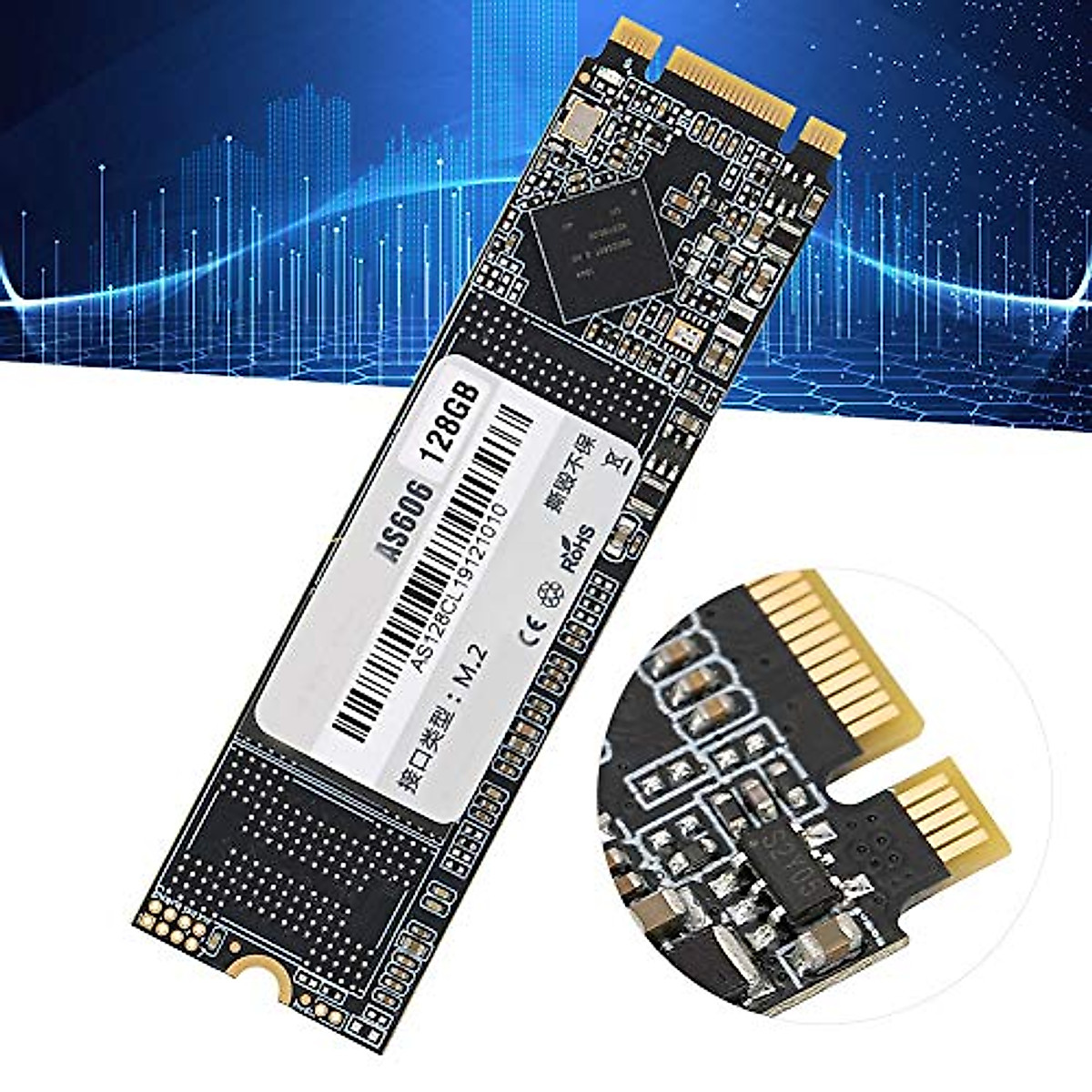 M.2/NGFF Solid State Drive, 2280 128GB SSD with 551MB/S Reading Speed and 212MB/S Writing Speed for Laptop Desktop Computer AS606